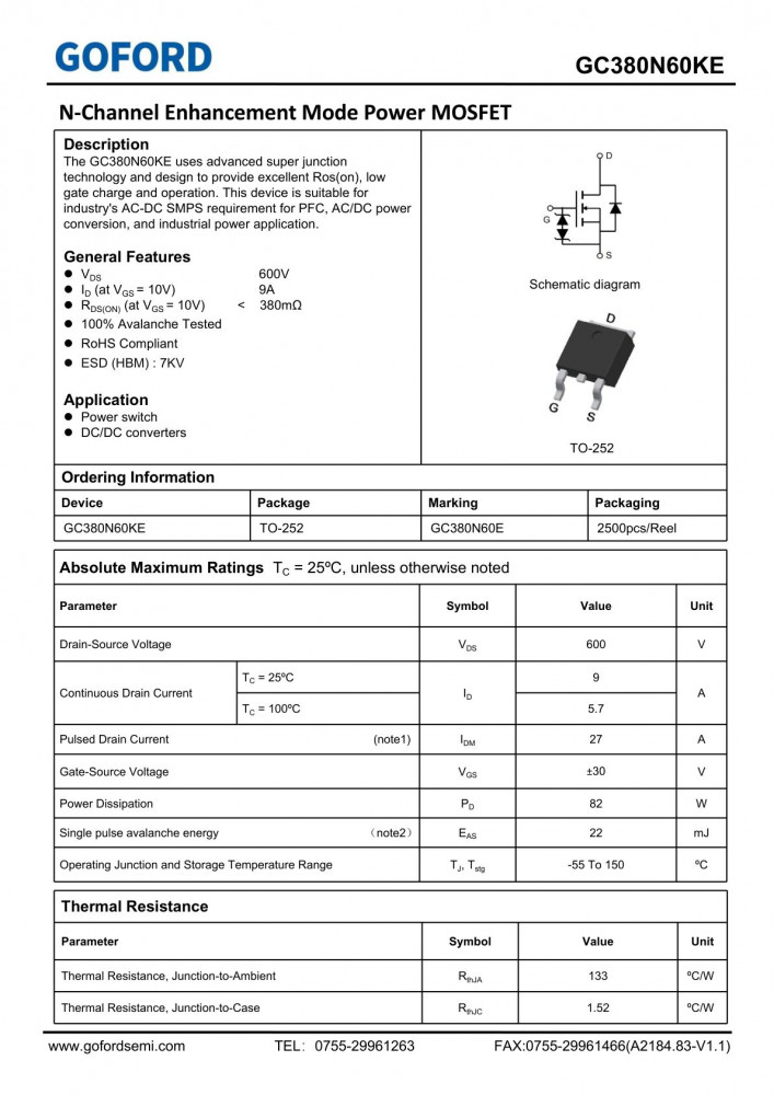 GC380N60KE datasheet page 1