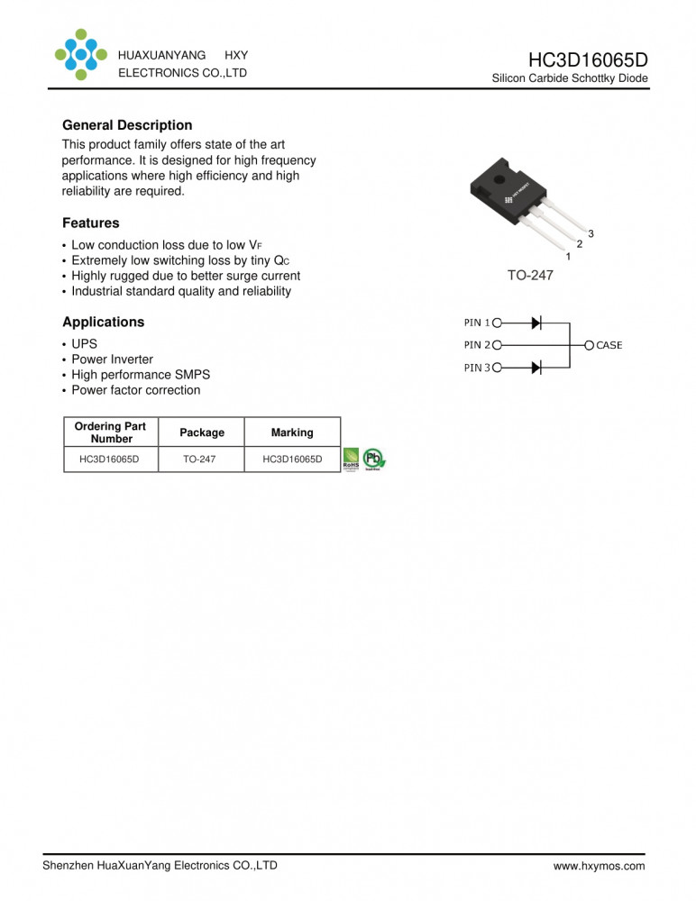HC3D16065D datasheet page 1