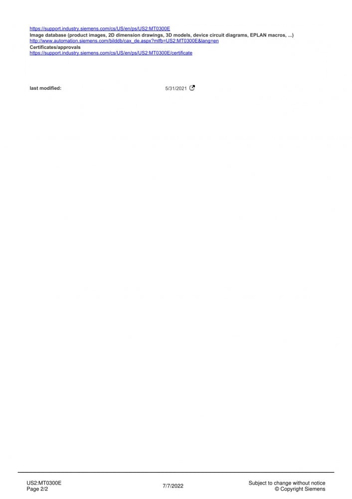 SIEMENS MT0300E datasheet page 2
