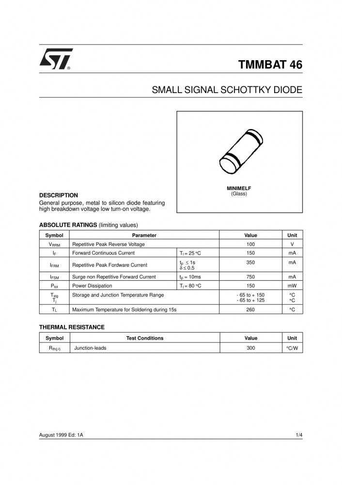 TMMBAT46FILM datasheet page 1