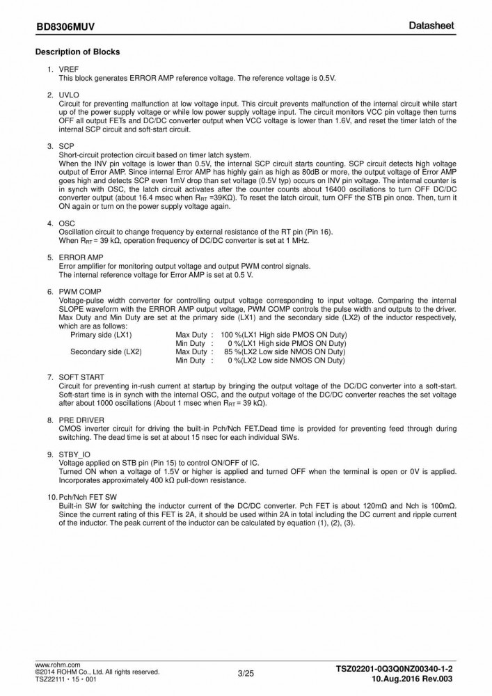 BD8306MUV-E2 datasheet page 3
