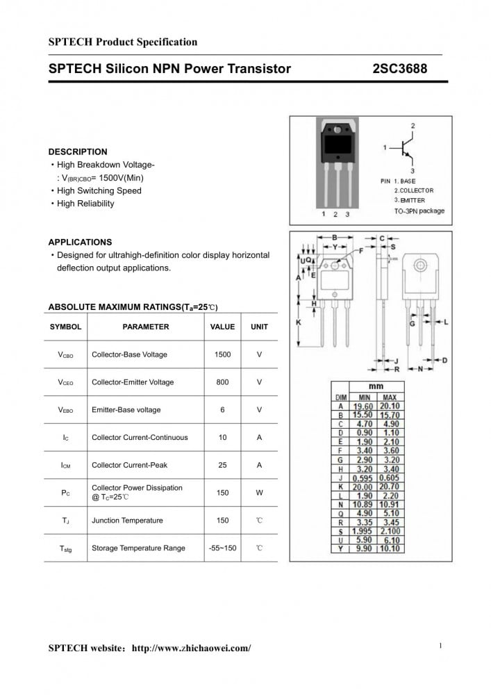 2SC3688 datasheet page 1