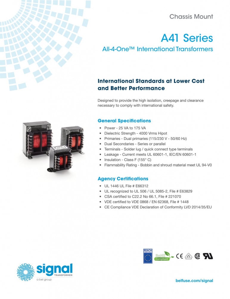 Bel Fuse A41 Series datasheet page 1