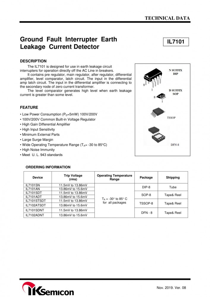 IL7101SN datasheet page 1