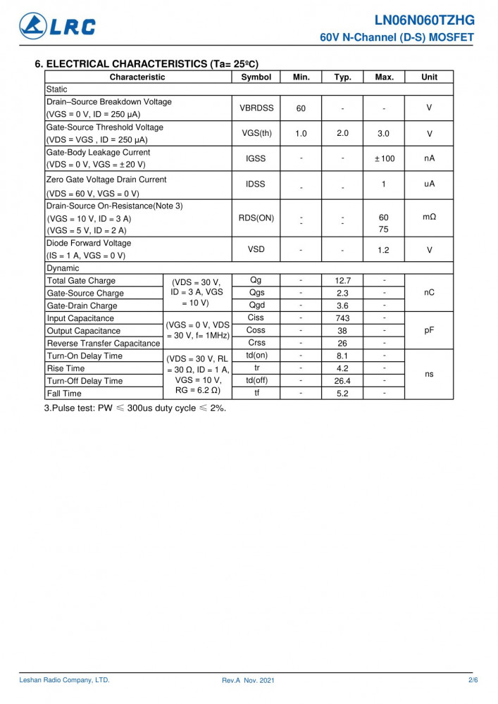LN06N060TZHG datasheet page 2