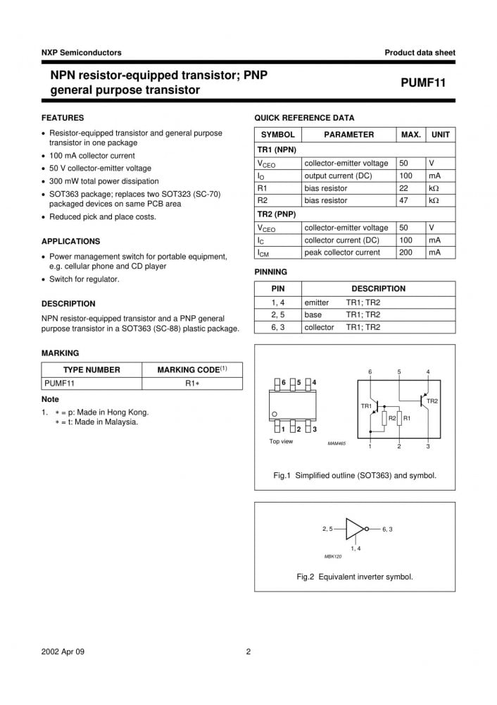PUMF11,115 datasheet page 3