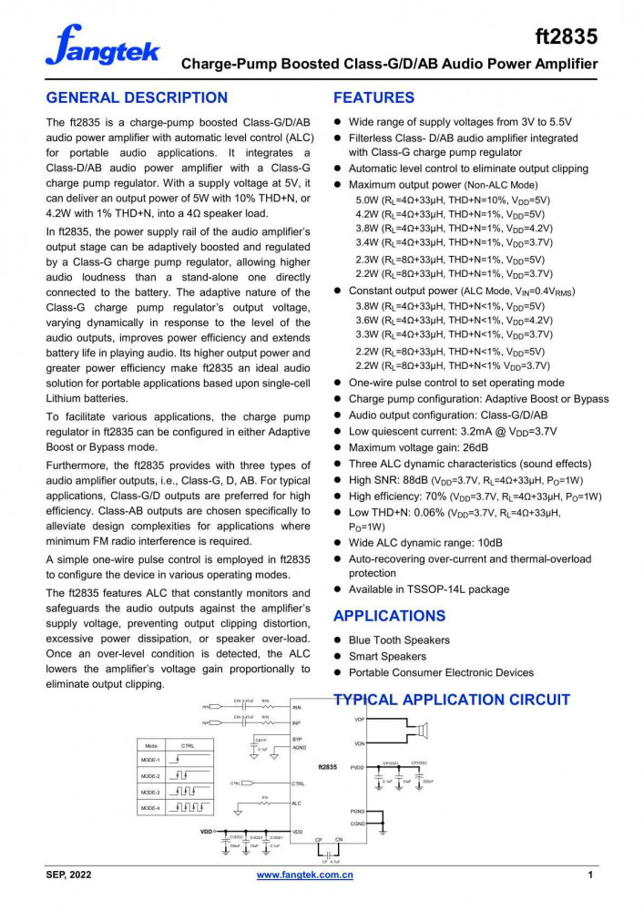 FT2835P datasheet page 1