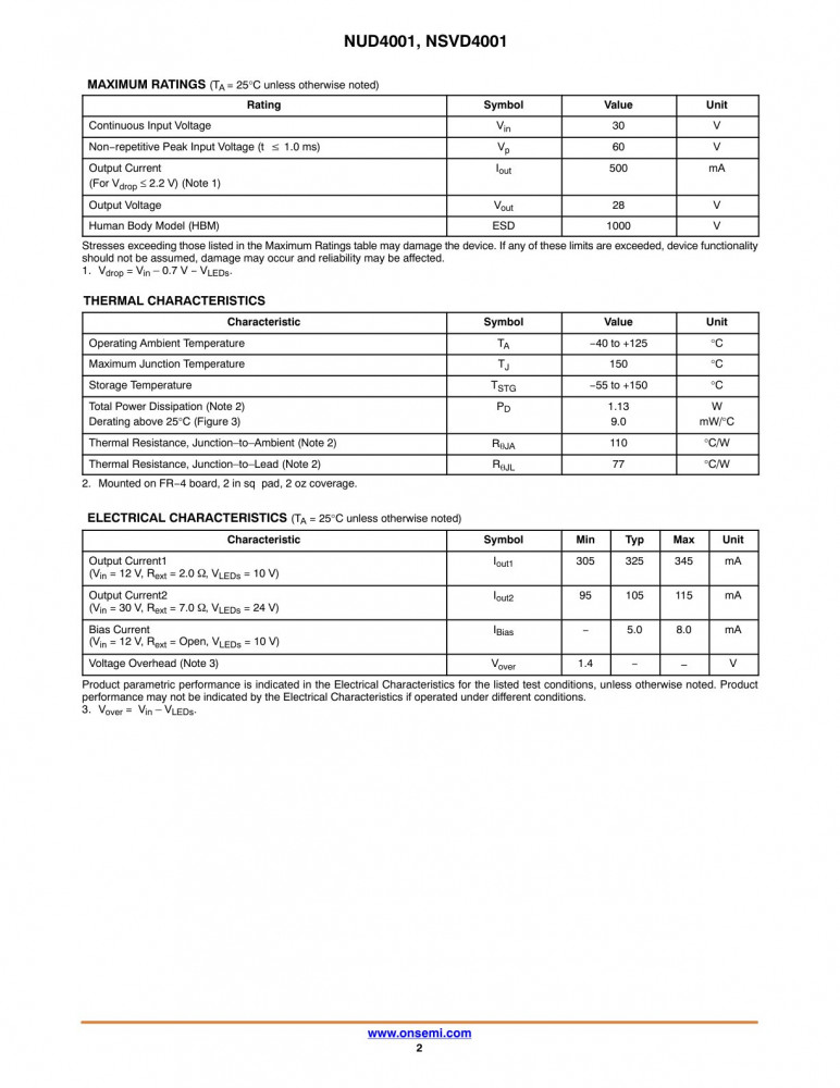 NUD4001DGEVB document page 2