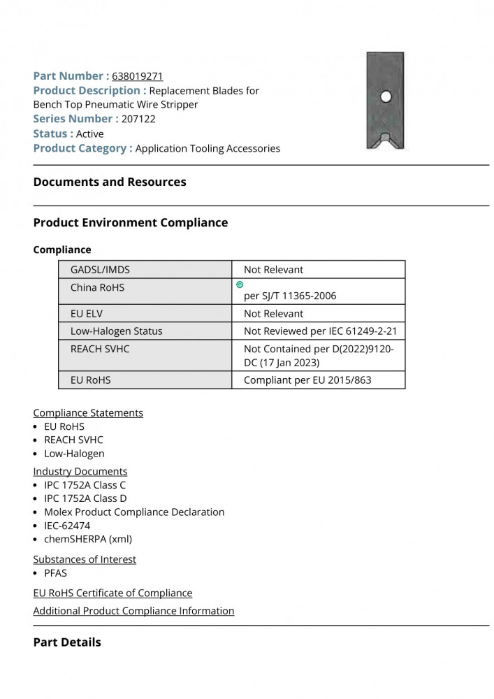 MOLEX tooling document page 1