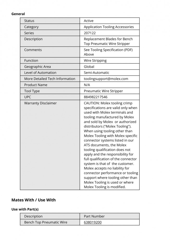 MOLEX tooling document page 2