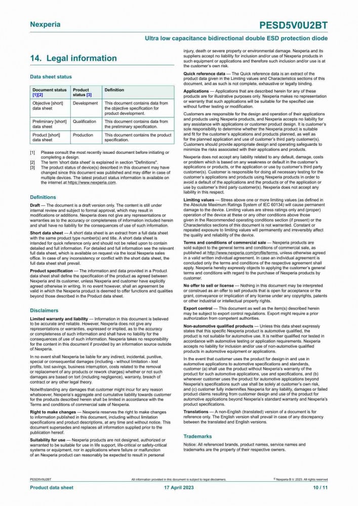 PESD5V0U2BT datasheet page 10
