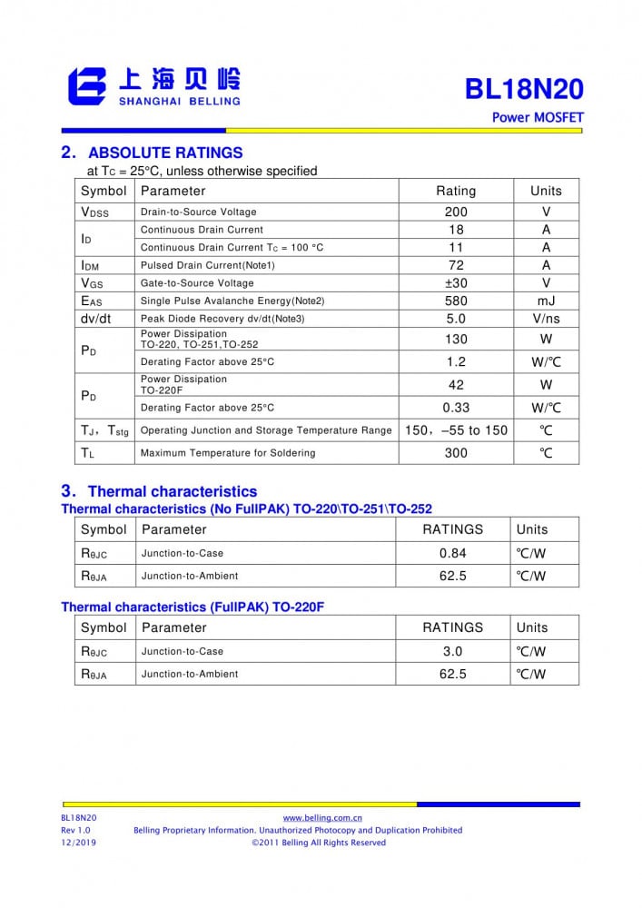 BL18N20 datasheet page 2