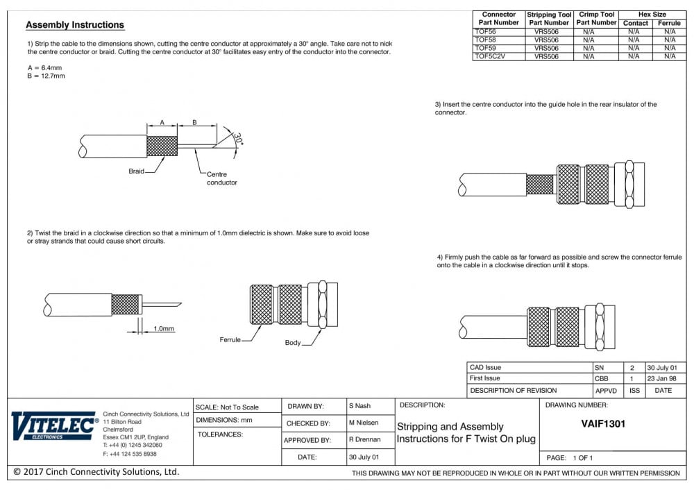 CINCH TOF59 assembly instructions