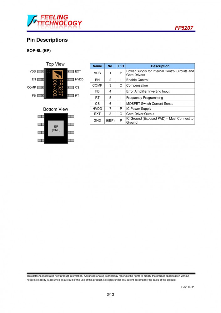 FP5207XR-G1 datasheet page 3