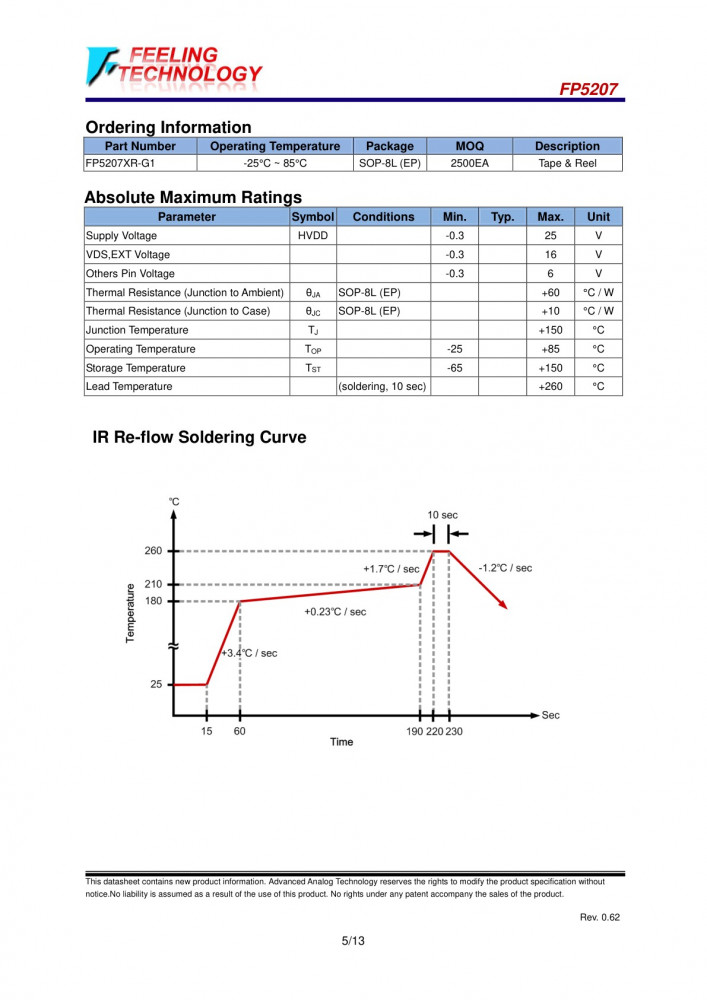 FP5207XR-G1 datasheet page 5
