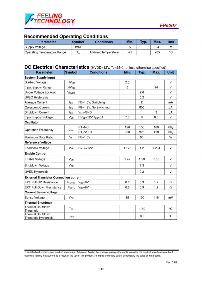 FP5207XR-G1 datasheet page 6