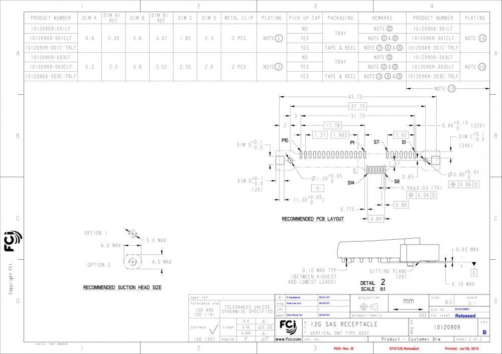 Amphenol 10120909 drawing sheet 2