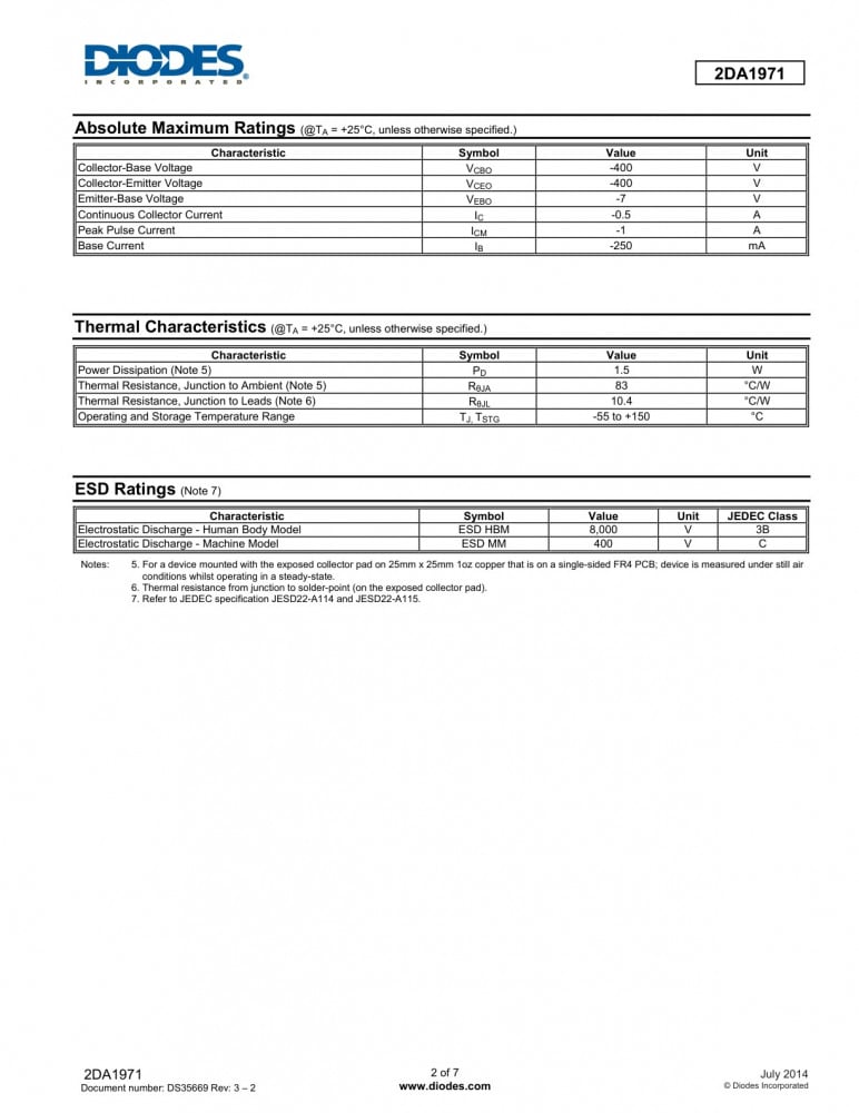 2DA1971-7 datasheet page 2