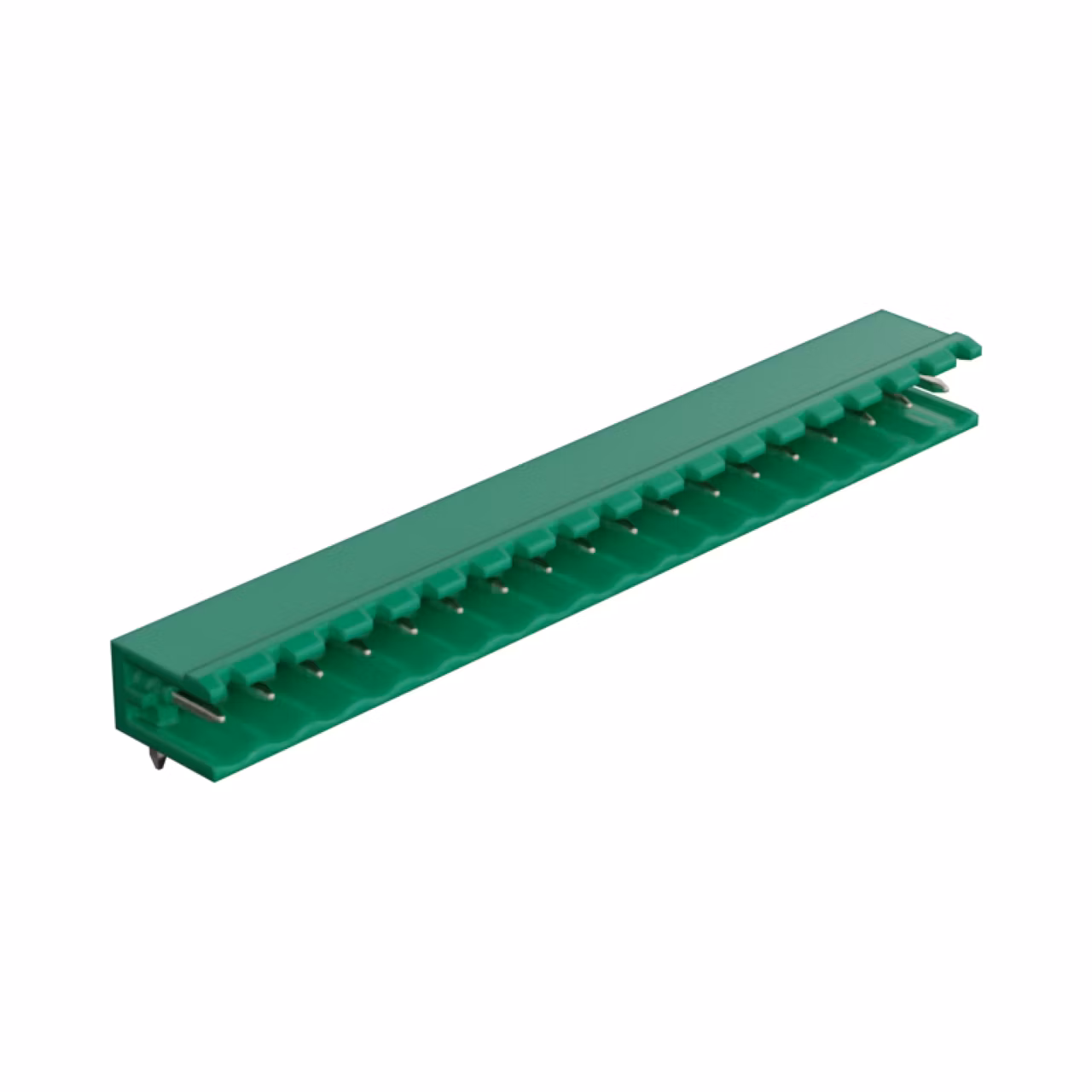 5.08mm Pitch Eurostyle Right-Angle PCB Header, Open Ends, Green Housing, 18 Circuits for sale