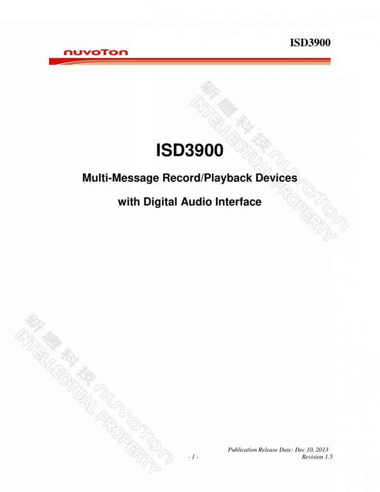 ISD3900 datasheet page 1