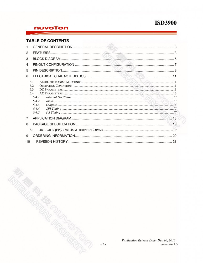 ISD3900 datasheet page 2