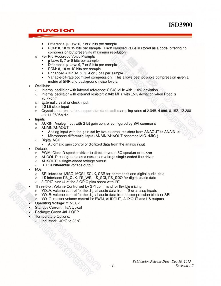 ISD3900 datasheet page 4