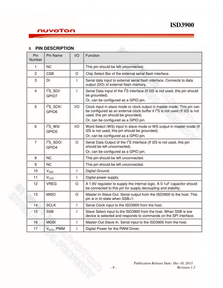 ISD3900 datasheet page 8