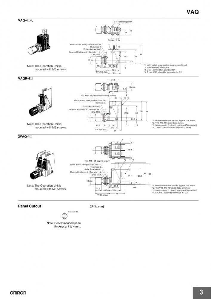 OMRON VAQ-4Y-L datasheet page 3