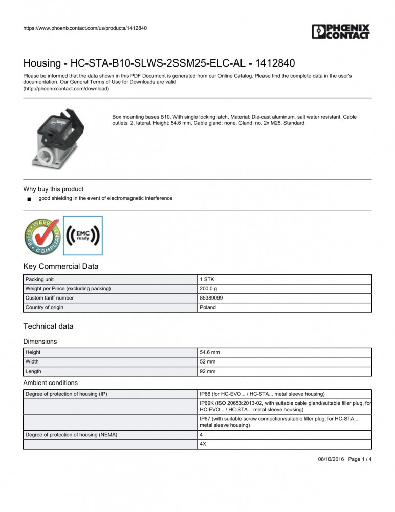 Phoenix Contact 1412840 technical document image 1