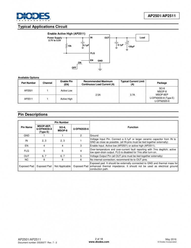 AP2511SN-7 datasheet page 2