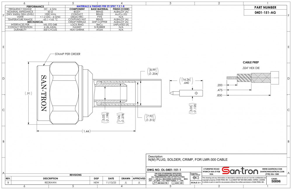 SAN-TRON 0401-151-AG product drawing