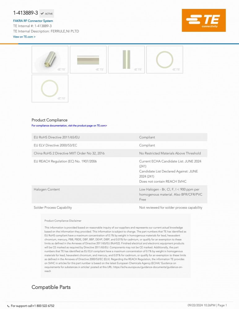 TE Connectivity 1-413889-3 technical document page 1