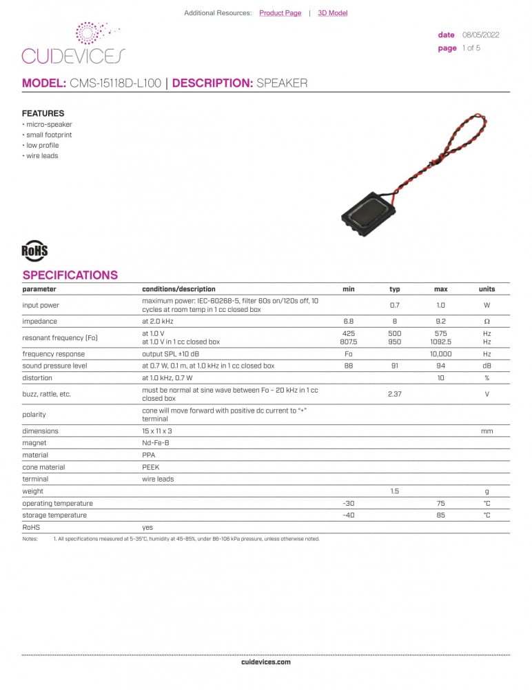 CMS-15118D-L100 datasheet page 1