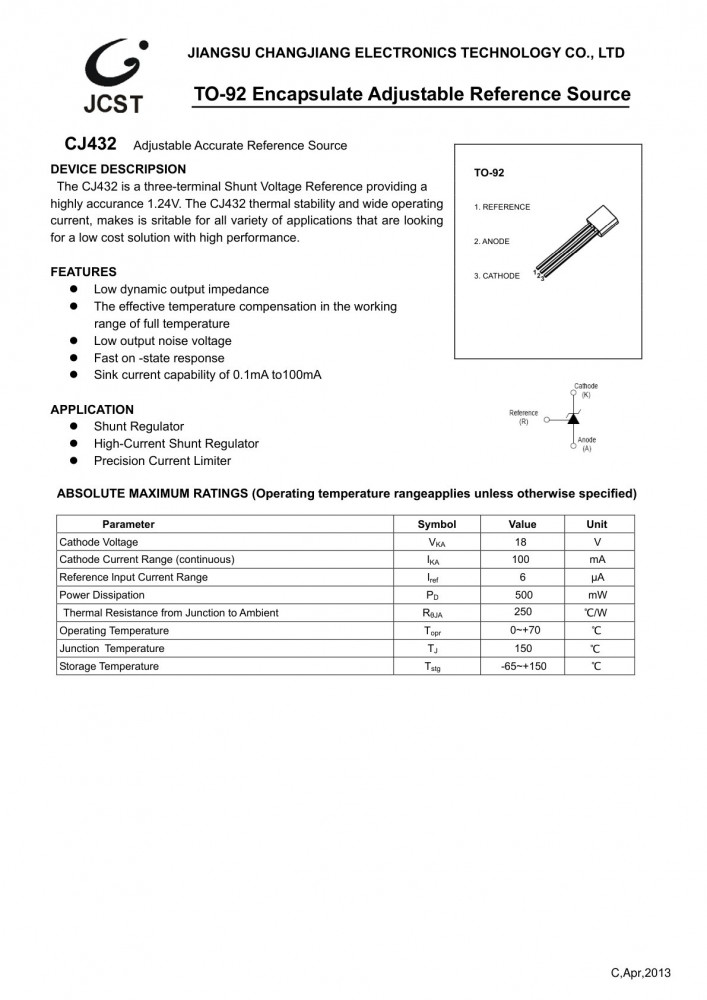 CJ432 datasheet page 1