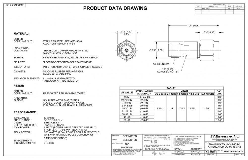SF0929-6200-9.5 product data drawing page 1