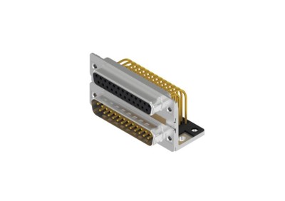 D-SUB Dual Port • Dual port 25-pos. /25-pos. • Dual port socket upper / Plug bottom • Solder pin angled .625