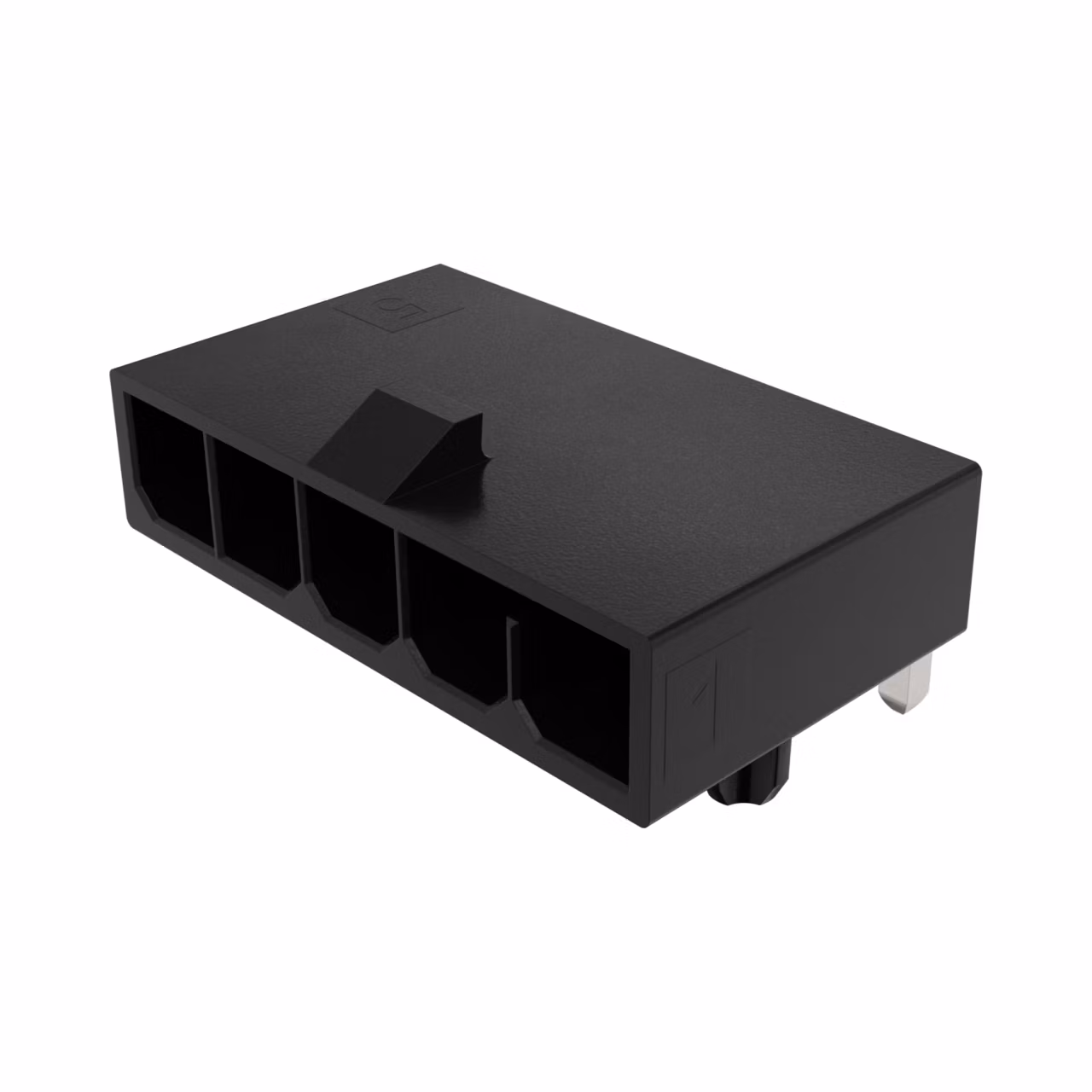 Mini-Fit Max Right-Angle Header, Single Row, Through Hole, 5 Circuits, Matte Tin (Sn) Plating, Black, Glow-Wire Capable, Tray for sale
