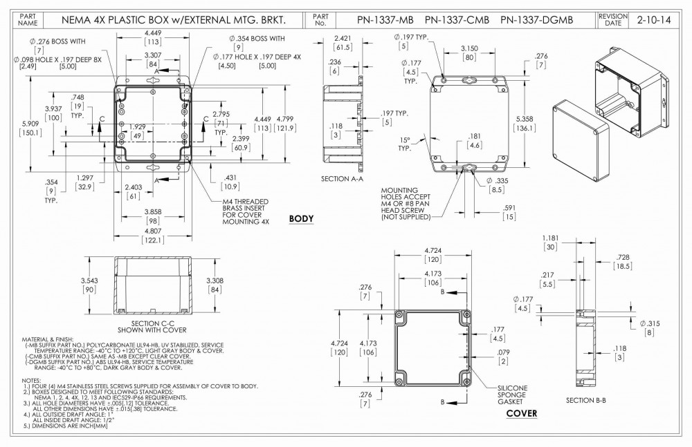 PN-1337-MB enclosure technical drawing