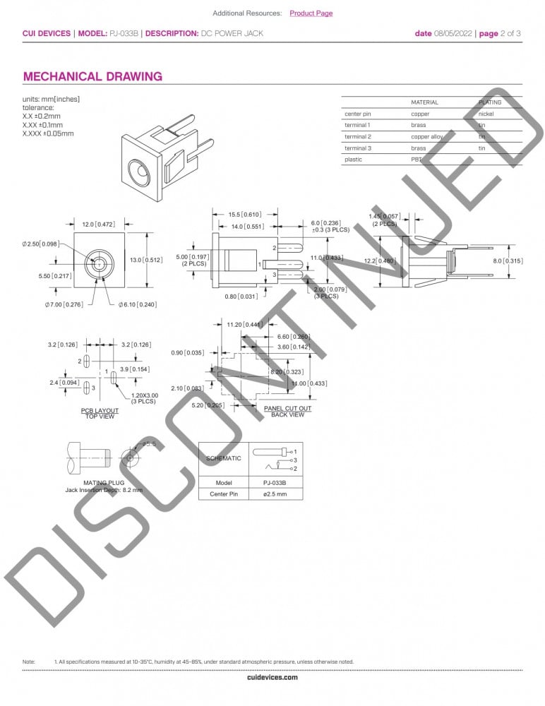 PJ-033B datasheet page 2
