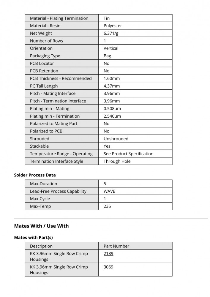 Technical document page 3 for MOLEX 26482221