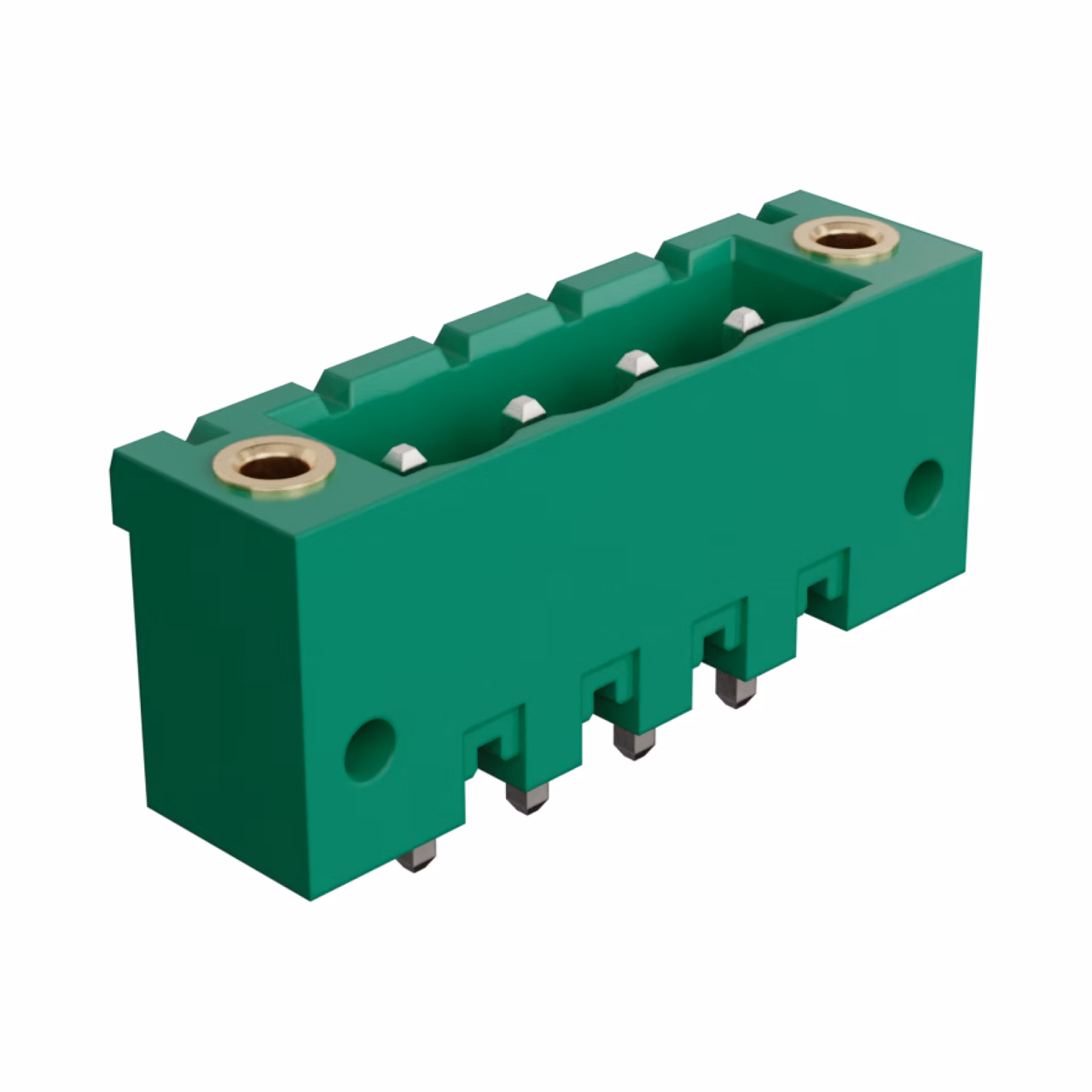 5.00mm Pitch Eurostyle Vertical PCB Header, with Threaded Retention Inserts, Green Housing, 4 Circuits for sale