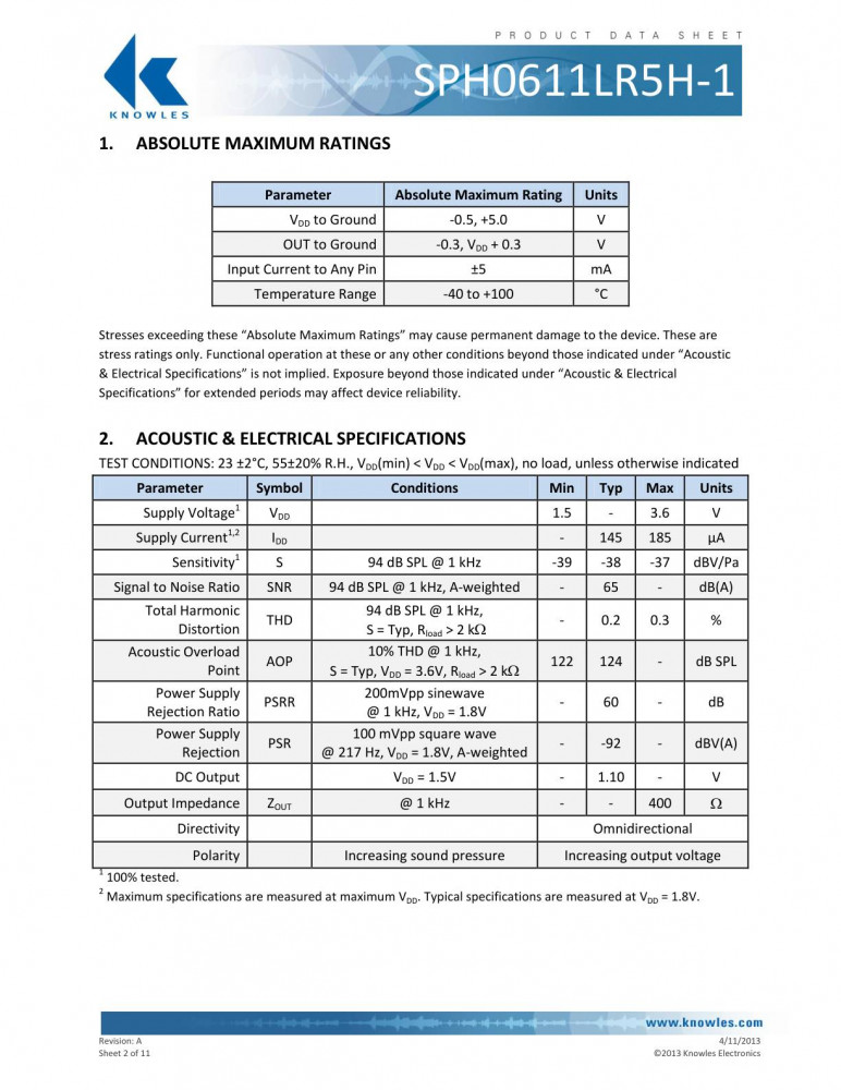 SPH0611LR5H-1 document page 2
