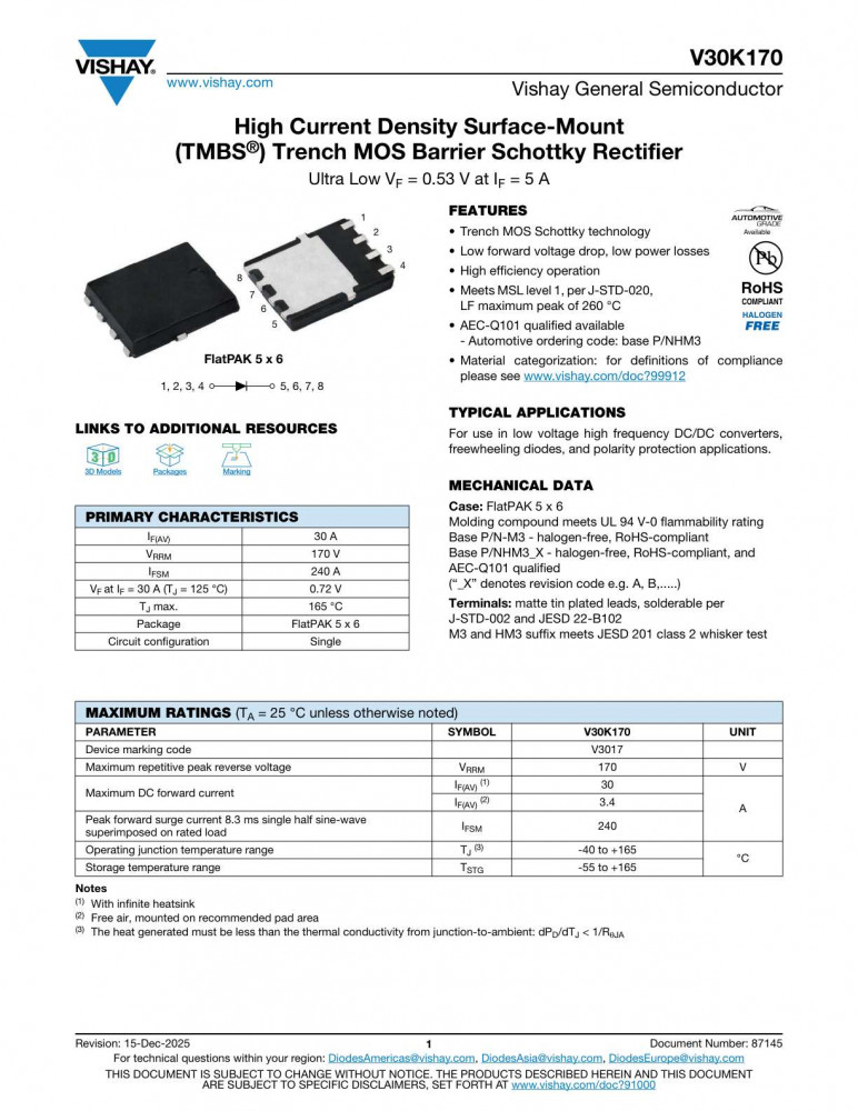V30K170 datasheet page 1