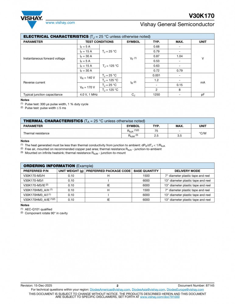 V30K170 datasheet page 2