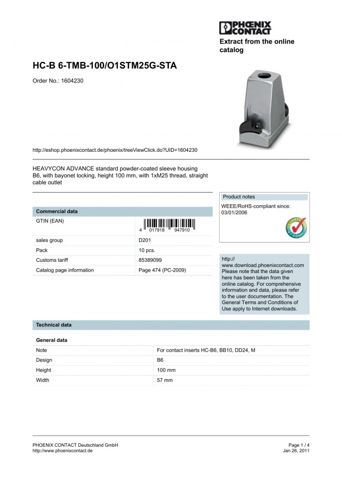 Phoenix Contact 1604230 product document page 1