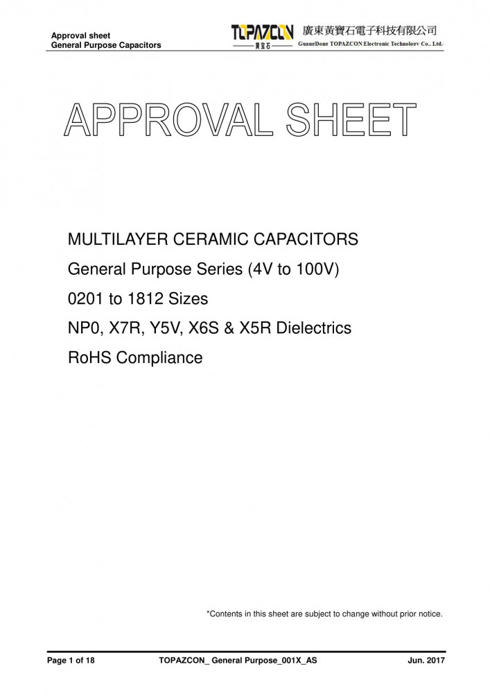 MLCC datasheet page 1