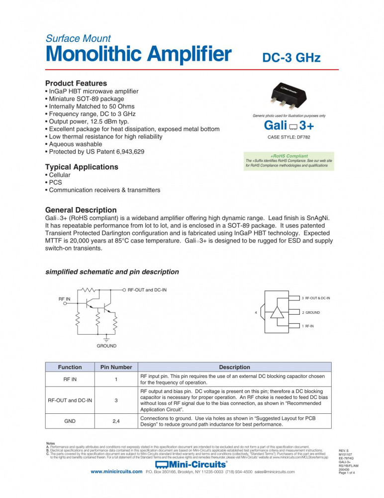 GALI-3+ datasheet page 1