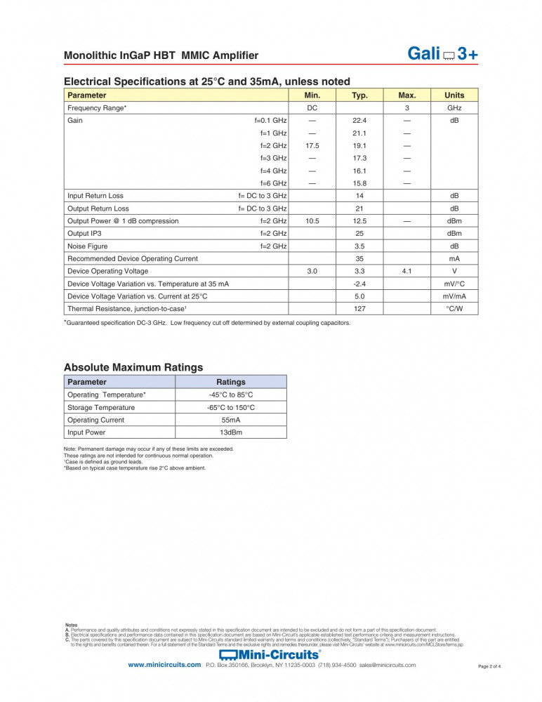 GALI-3+ datasheet page 2