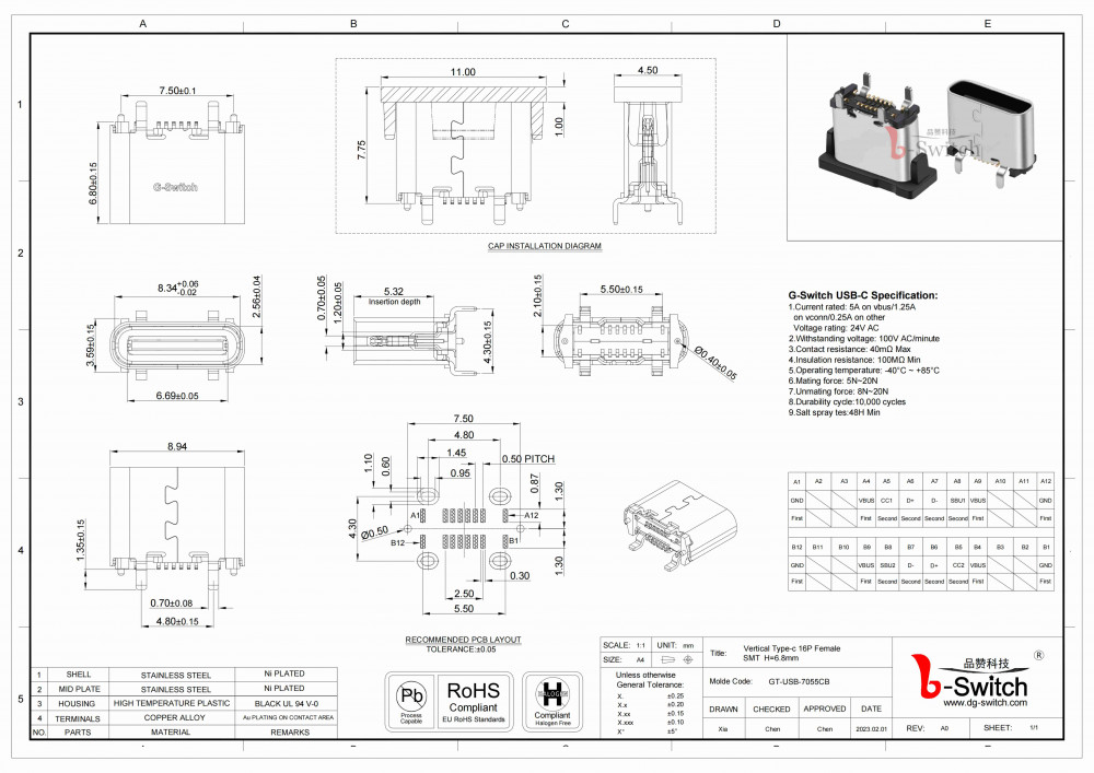GT-USB-7055CB technical document page 1