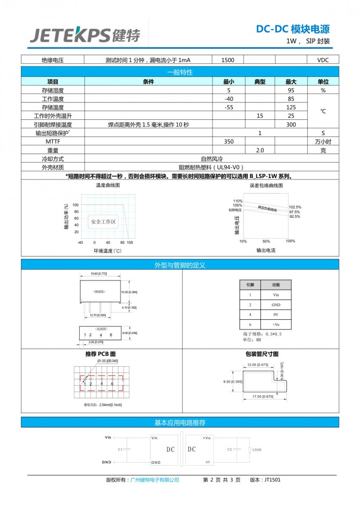 JETEKPS B0512LS-1W datasheet page 2